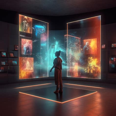 Premium Photo Digital Art Gallery With Interactive Holograms