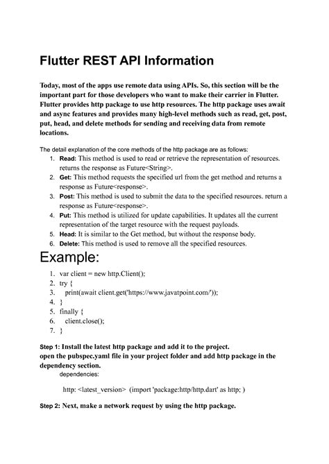 Solution Flutter Rest Api Information Studypool