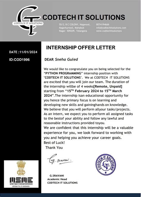 sneha guled on linkedin pythonprogramming intership