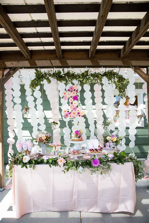 1st Birthday Garden Party Dessert Table This Was A Pink And Purple