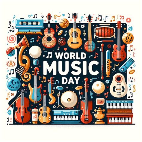 Premium Photo Vector A Poster Of A World Music Day With A Background