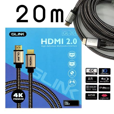 20 เมตร สาย Hdmi 20 รองรับ 4k Ultra Hd ยี่ห้อ Glink Gl 201 Shopee