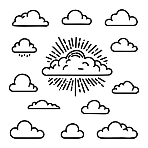 Premium Vector Illustration Of A Collection Of Doodle Clouds On A White Background