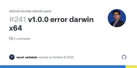 V1 0 0 Error Darwin X64 Issue 241 Dotnet Vscode Dotnet Pack GitHub