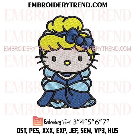 Hello Kitty Princess Cinderella Embroidery Design Disney Princess