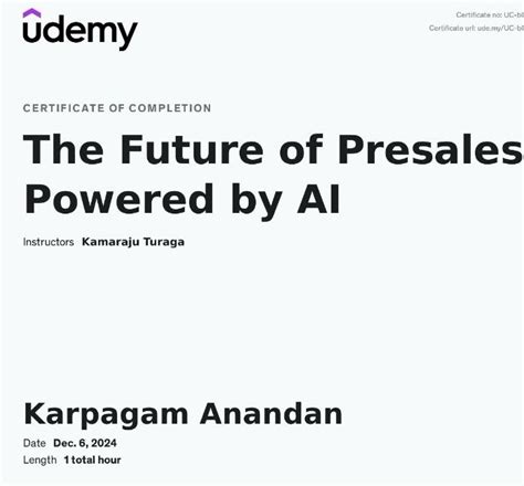 Artificialintelligence Presales Professionalgrowth Learningjourney Karpagam Anandan