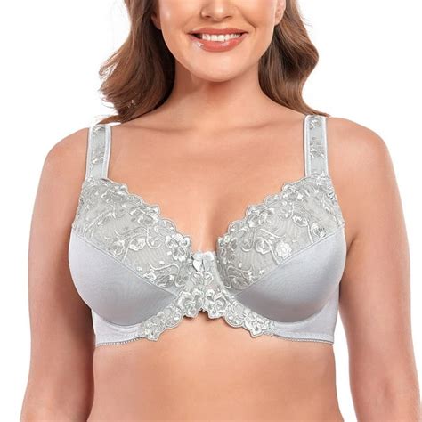 Womens Sexy Lace Embroidered Bras Full Coverage Unlined Underwire Plus