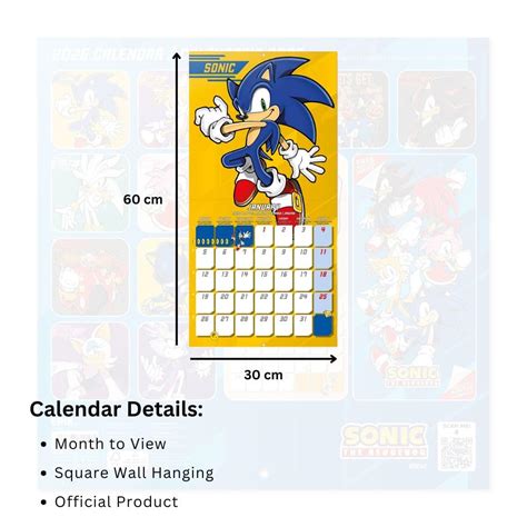 Sonic The Hedgehog Square 2026 Calendar Infinity Collectables