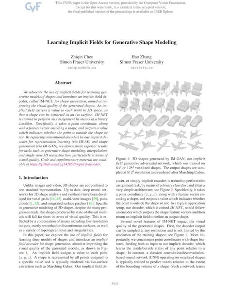 Pdf Learning Implicit Fields For Generative Shape Modeling · 2019 6 10 · Learning Implicit