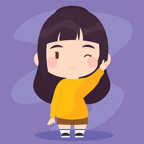Premium Vector Isolated Colored Cute Chibi Female Korean Anime