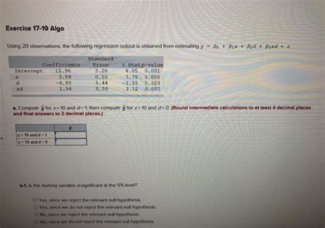 solved exercise 17 19 algo using 20 observations the