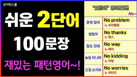 2단어 영어 3 패턴이 있는 쉬운 100문장 그냥 틀어만 놓으세요 왕초보 영어회화 영어반복듣기 기초영어 Youtube