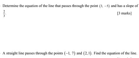 Solved Determine The Equation Of The Line That Passes Chegg