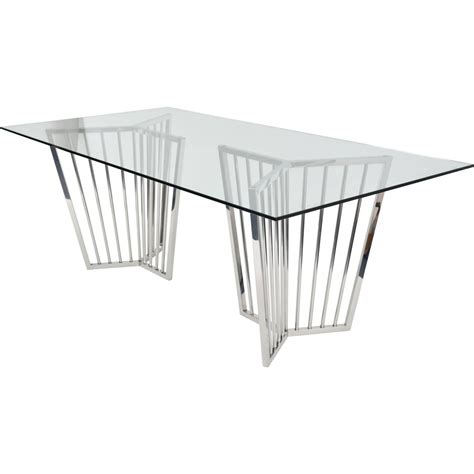 Abington Stainless Steel Frame And Clear Glass Dining Table 200cm