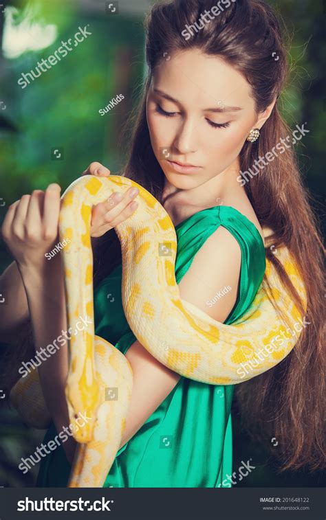 Sexy Woman Holding Python Stock Photo 201648122 Shutterstock