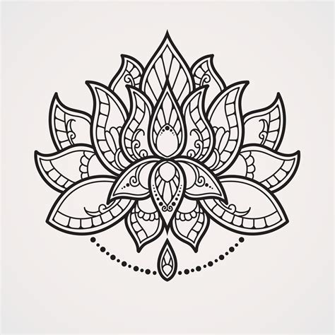 Beautiful Lotus Flower Mandala Suitable For Henna Tattoos Photos