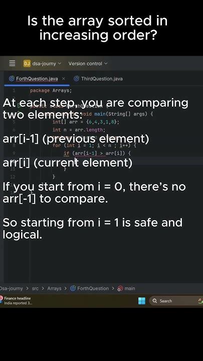 How To Check If An Array Is Sorted In Increasing Order 🚀 Dsa Java