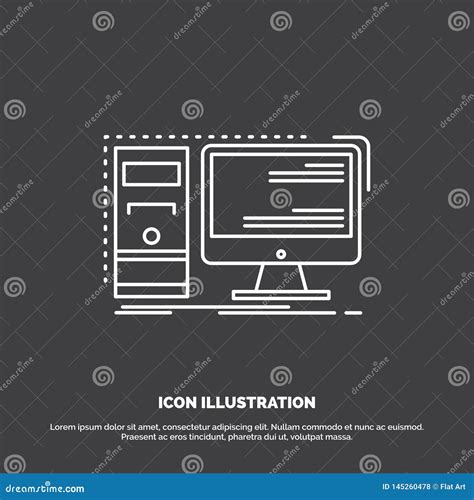 Computer Desktop Hardware Workstation System Icon Line Vector