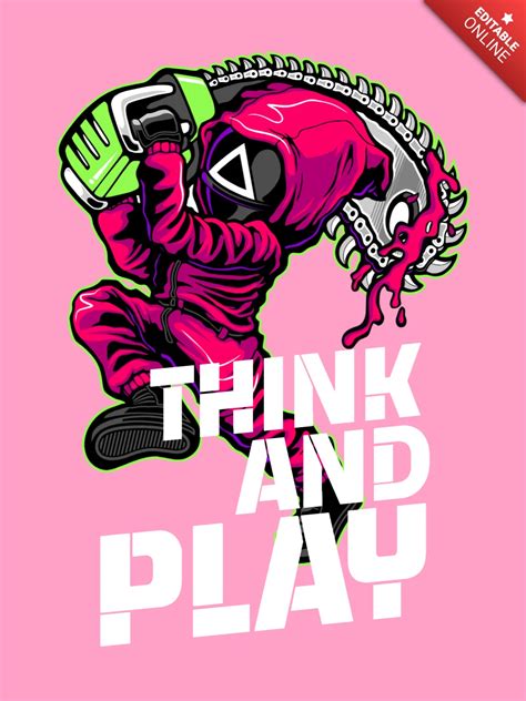 Think And Play Squid Game Parody T Shirt Design Template Free Design