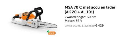 Stihl Accukettingzagen Msa 70 C Met Accu En Lader Ak 20 Al 101