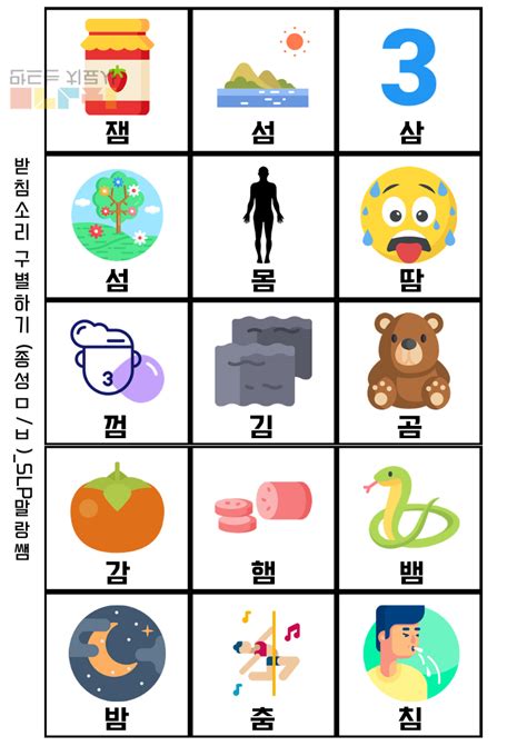 밤침소리 구별하기 종성ㅁ ㅂ [만치] 만드는 치료사