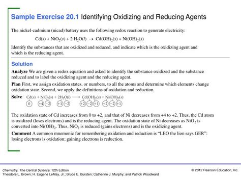 PPT Sample Exercise 20 1 Identifying Oxidizing And Reducing Agents PowerPoint Presentation