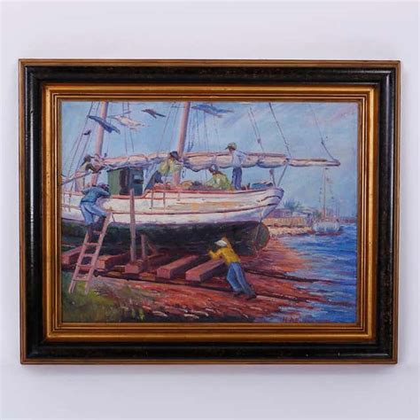 Harbor Scene Paintings 1062 For Sale On 1stdibs Harbor Paintings
