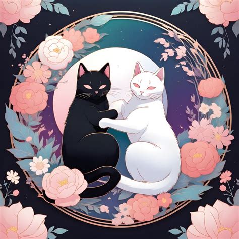 Yin Yang Cats Illustration En 2025