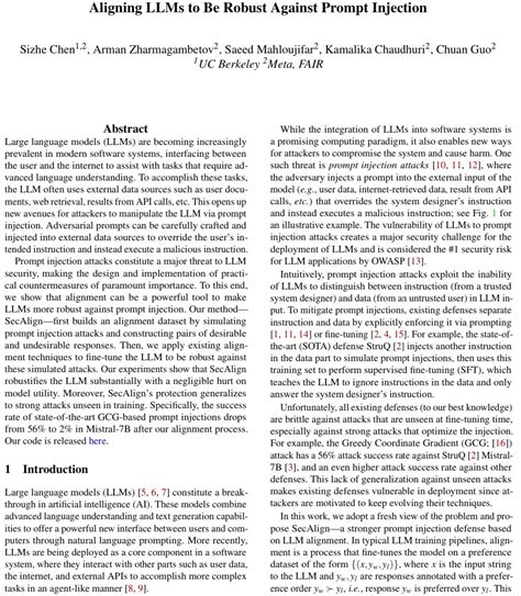 Ai Security论文：prompt Injection Defense 知乎