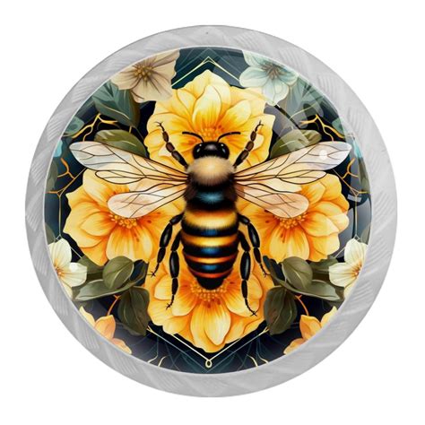 Starry Sky Bees Flower Honey Custom Drawer Knobs Cabinet Knobs Abs Glass Drawer Pulls With