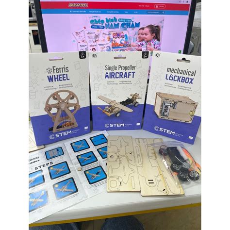 Wooden Stem Educational Toy Assemble Airplane Model With Engine Shopee Malaysia