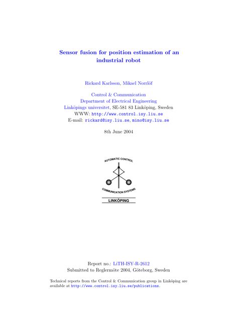 pdf sensor fusion for position estimation of an industrial robot