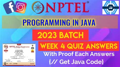 Programming In Java Week 4 Answers 2023 Nptel Swayam Youtube