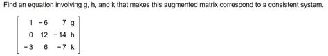 solved find an equation involving g h and k that makes