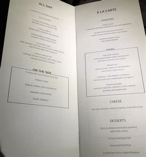 Menu Da Classe Economica Etihad