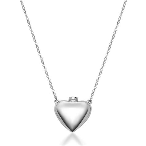 Love Note Puffy Heart Necklace In Sterling Silver Theo Grace