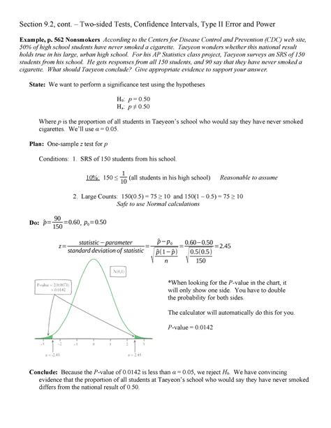 9 2 Two Sided Tests Asadjasdiaidjwd Section 9 Cont Two Sided