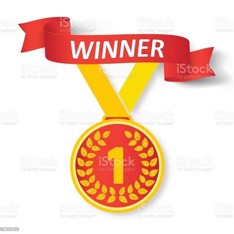 첫 번째 수상 장소 리본 및 텍스트 상자 벡터 일러스트 레이 션과 골드 메달 1에 대한 스톡 벡터 아트 및 기타 이미지 1 Championship 경기 스포츠