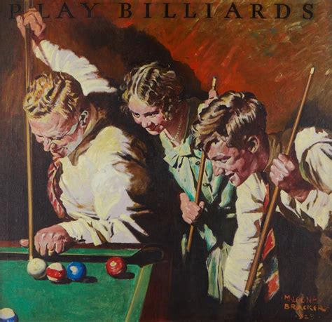 Lot M Leone Bracker Play Billiards Oil On Board