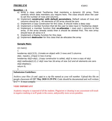 Solved Problem Clo 2 Question 1 A Write A Class Called
