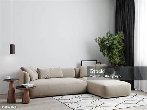밝고 현대적인 거실 모형 흰색 클래식 배경에 베이지색 소파 파노라마 3d 렌더링 0명에 대한 스톡 사진 및 기타 이미지 0명 3차원 형태 가구 Istock