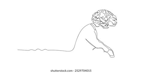 Continuous Line Drawing Man Feeling Sad Stock Vector Royalty Free