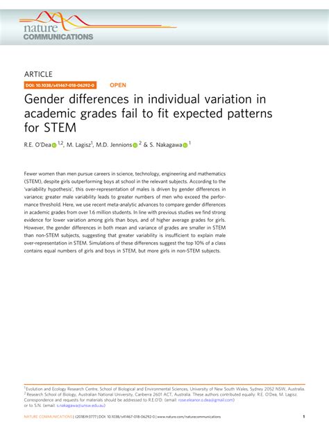Pdf Gender Differences In Individual Variation In Academic Grades