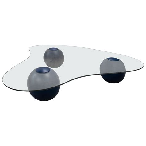 Cloud Ii Organic Shaped Glass Coffee Table In Beige With Solid Wood