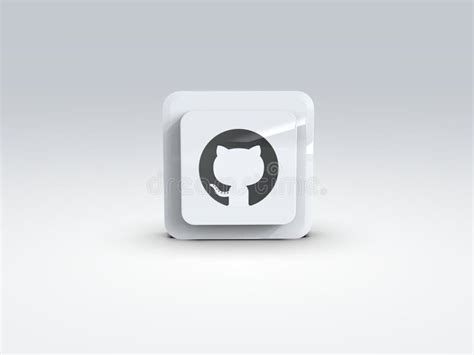 Github App 3d Render White Background Isolated Button Front View Editorial Photography