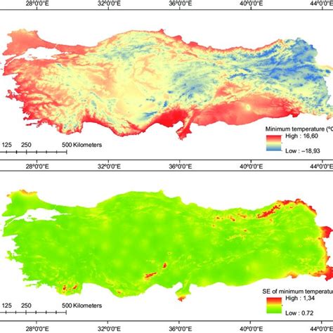 a interpolated surface for mean annual minimum temperature mamint