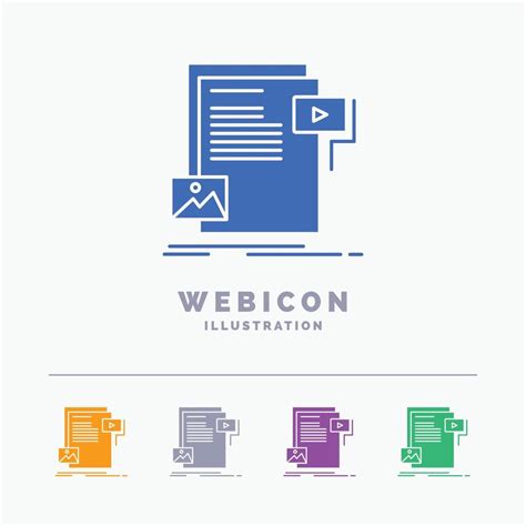 Data Document File Media Website 5 Color Glyph Web Icon Template