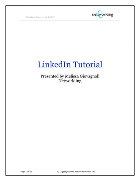 Linkedin Tutorial Guide Pdf