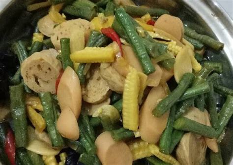 Resep Tumis Kacang Panjang Putren Jamur Bakso Sosis Oleh Ikha