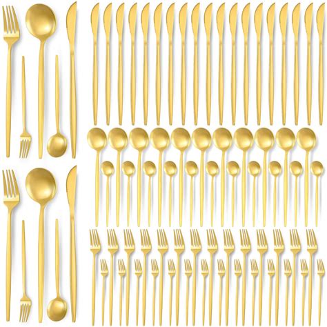 90 Pcs Gold Silverware Set 18 Set Gold Flatware Cutlery For 5 Golden Stainless Steel Utensils